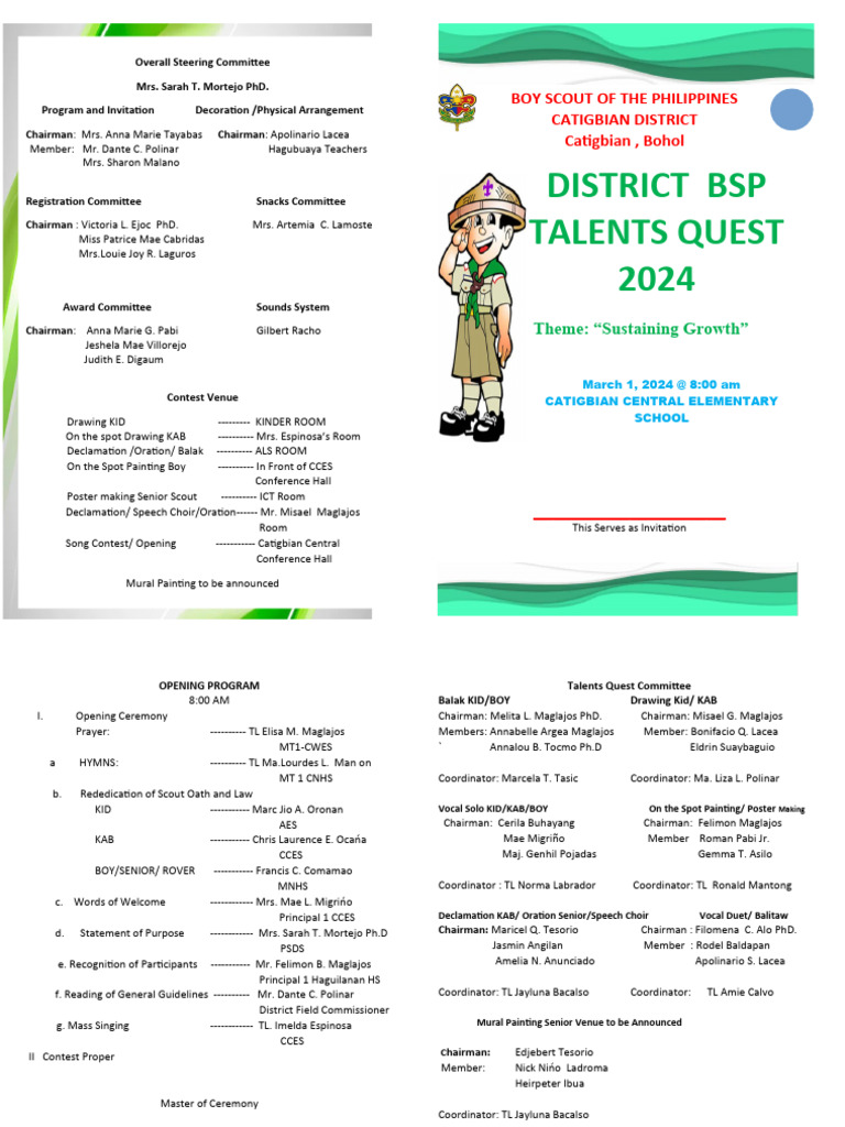 Catigbian District Talents Quest 2024 | PDF