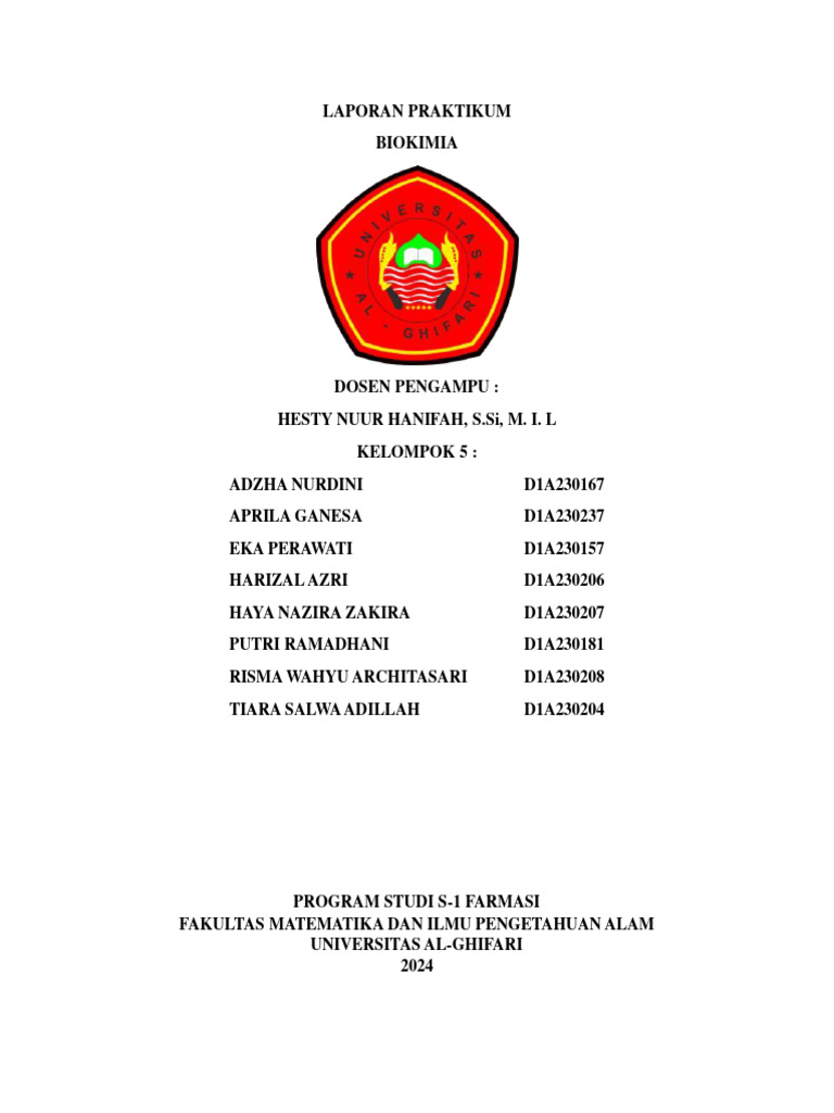 LAPORAN PRAKTIKUM BIOKIMIA KEL 5 HIDROLISIS PATI | PDF
