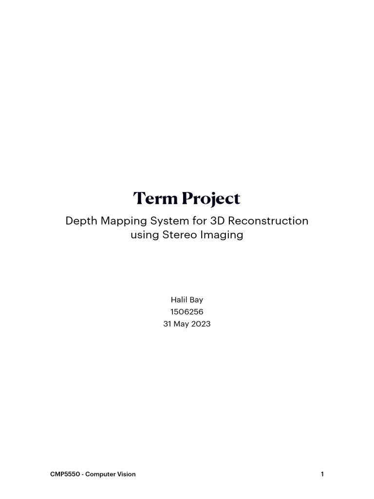 Term Project Report | PDF | Computer Vision | Stereoscopy