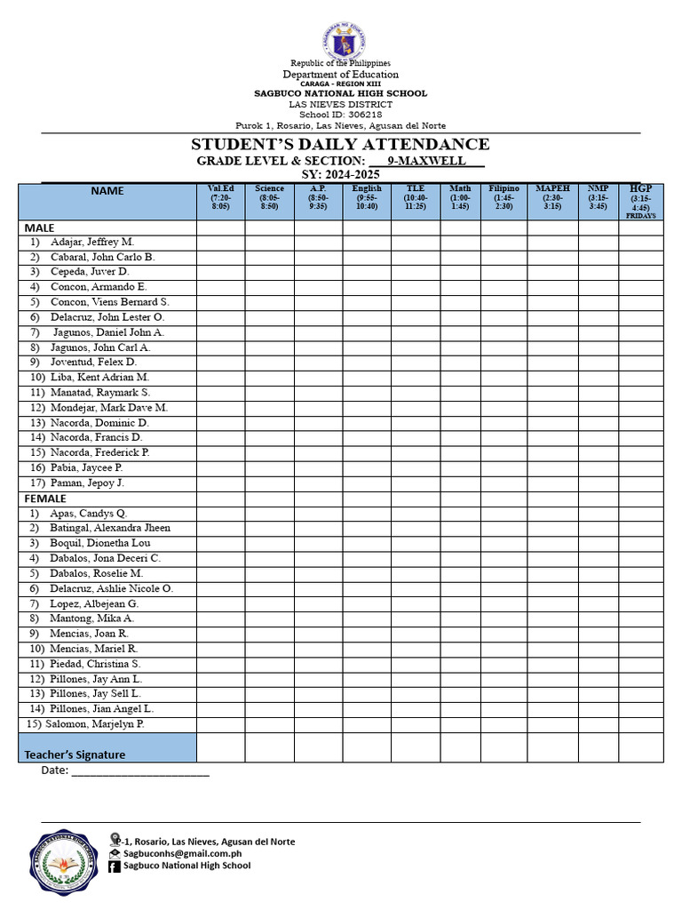Students Daily Attendance 2024 25 | PDF
