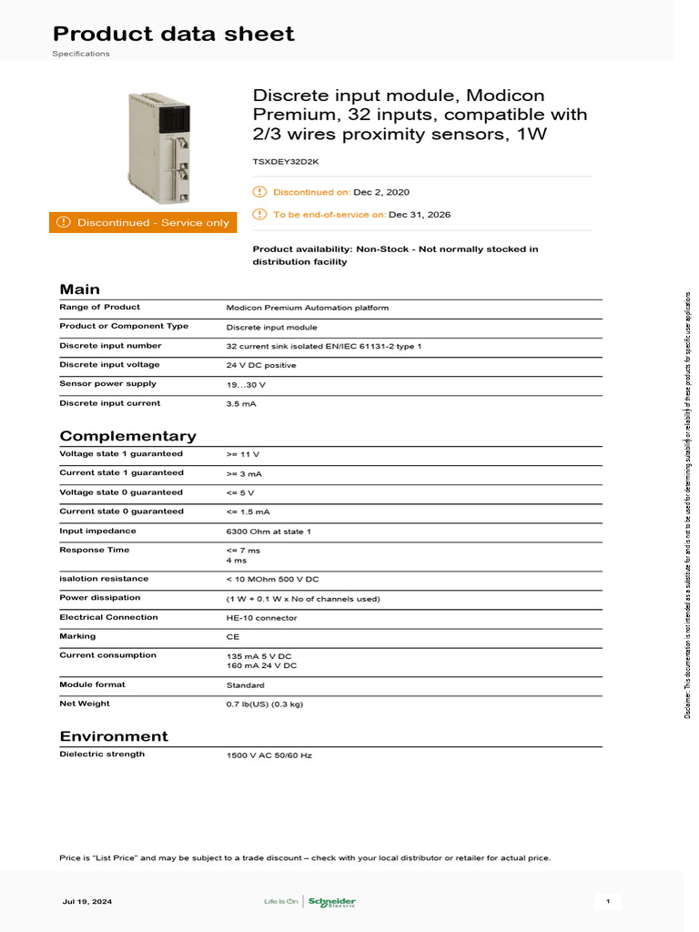 Schneider Electric - Modicon-Premium-PAC - TSXDEY32D2K | PDF ...