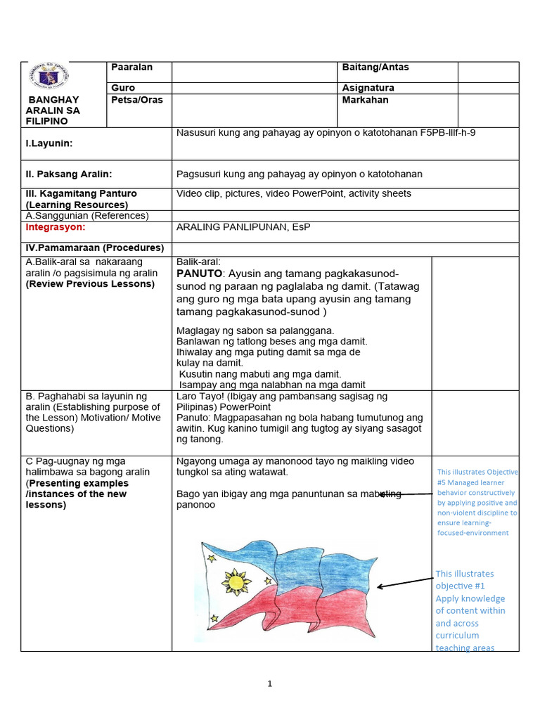 Cot Fil 5 Q3 Opinyon Katotohanan | PDF