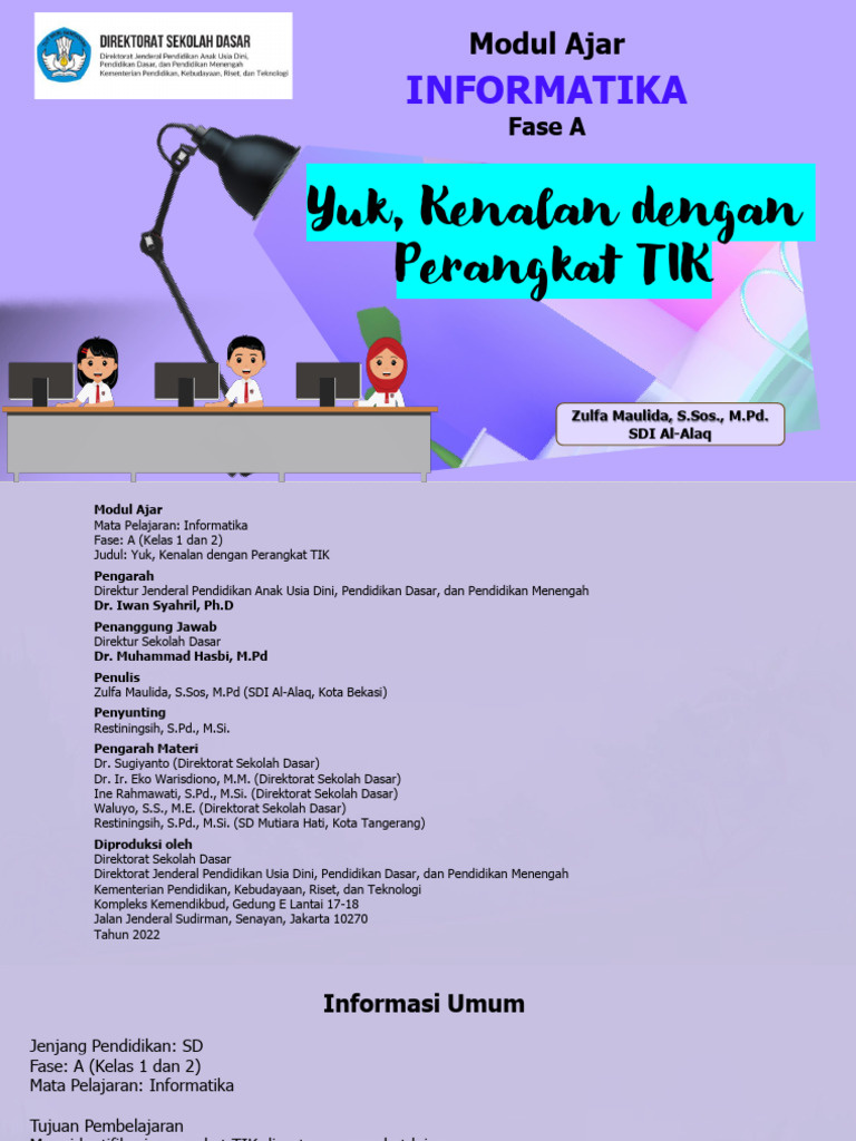 Modul Ajar Informatika - Yuk, Kenalan dengan Perangkat TIK - Fase A | PDF Modul Ajar Informatika - Yuk, Kenalan dengan Perangkat TIK - Fase A | PDF