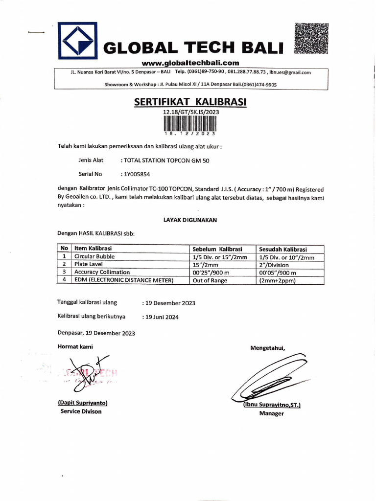 Kalibrasi Alat Ukur TS Topcon GM 50 | PDF