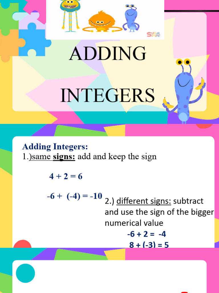 OPERATIONS OF INTEGERS and Word Prob | PDF | Subtraction | Integer