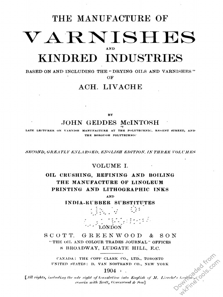 The Manufacture of Varnishes | PDF