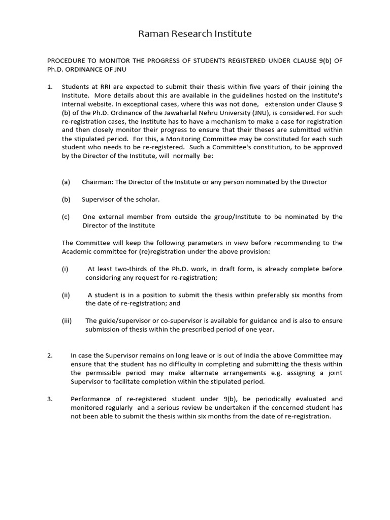 Procedure and Proforma For Re-Enrolment | PDF | Thesis | Doctor Of ...