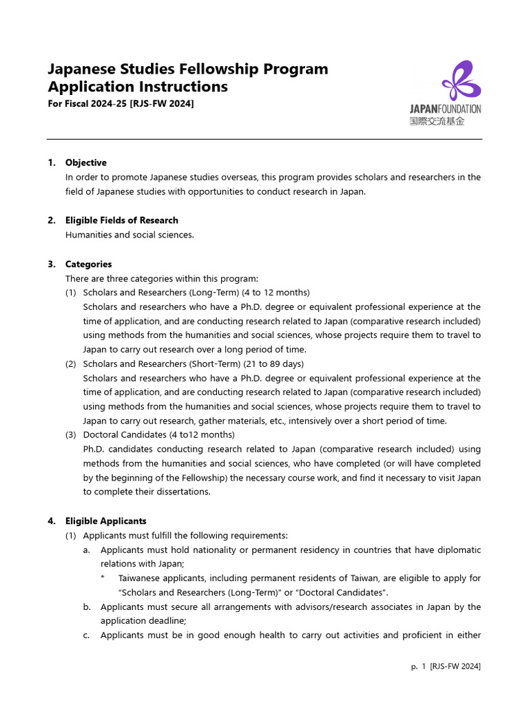 01 RJS-FW2024 Application Instructions | PDF | Doctor Of Philosophy | Information