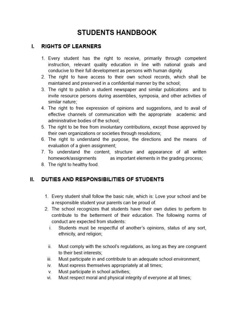 Students Discipline Handbook | PDF | Bullying
