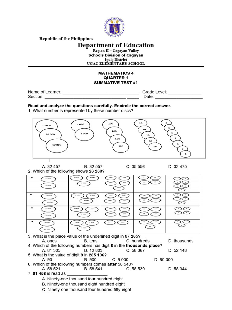 Summative Test 1 Quarter 1 | PDF