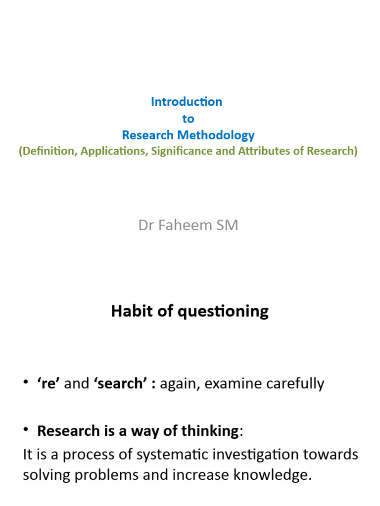 1 Introduction To Research Methodology Pdf Methodology Knowledge