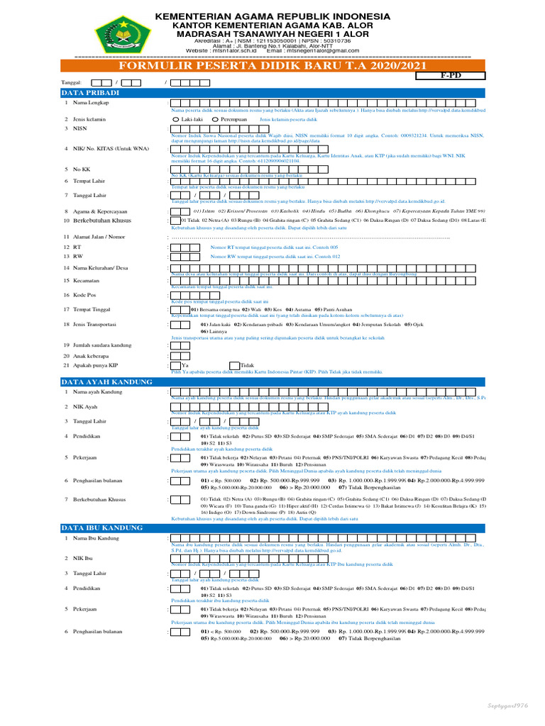 FORMULIR PSB 2020 | PDF