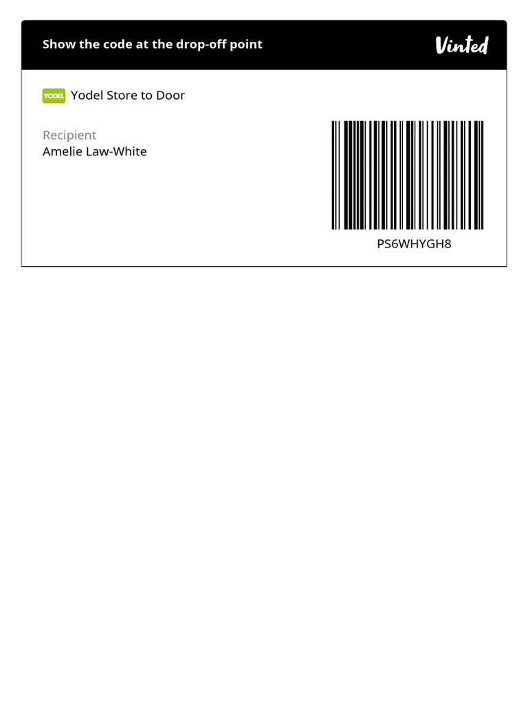 Yodel Drop-off Code for Amelie Law-White | PDF