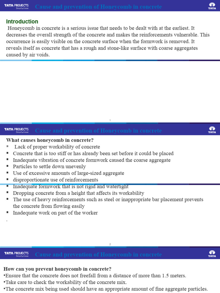 Cause and Prevention of Honeycomb | PDF | Concrete | Civil Engineering