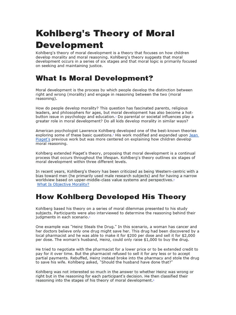 KOHLBERGG | PDF | Morality | Behavioural Sciences