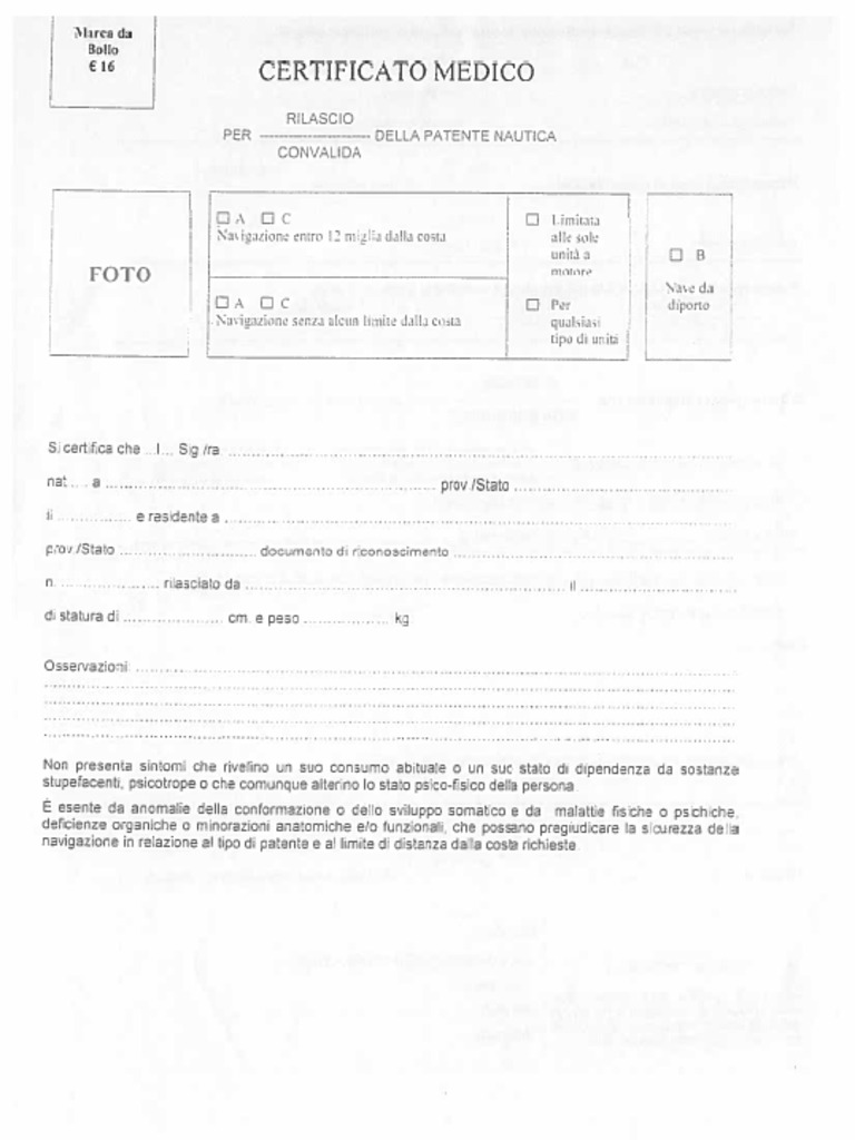 Certificato Medico Patente Nautica | PDF