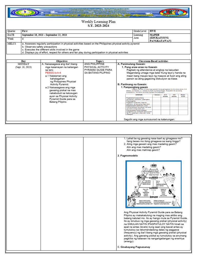 Mapeh 5 WLP (QTR 1 - Wk4) | PDF