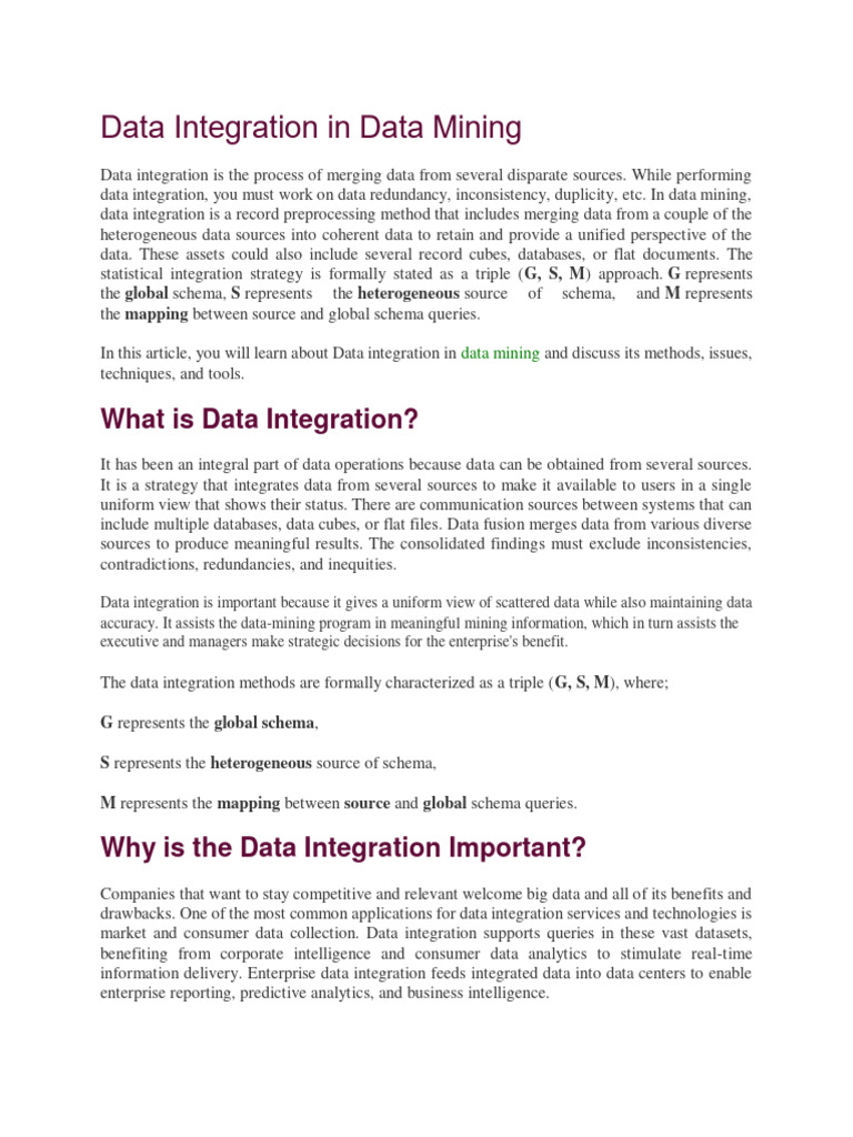 Data Integration in Data Mining | PDF | Information Retrieval | Data Management