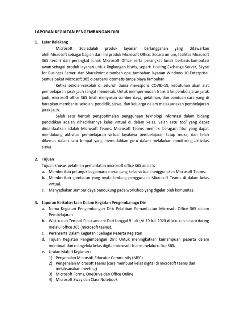 Contoh Resume Pelatihan Microsoft 365 | PDF