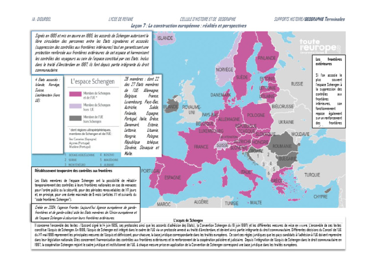 Espace Schengen : Membres et Fonctionnement | PDF | Union européenne ...