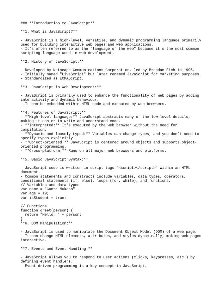 Toduction Of Javascript Pdf Java Script Document Object Model 8121