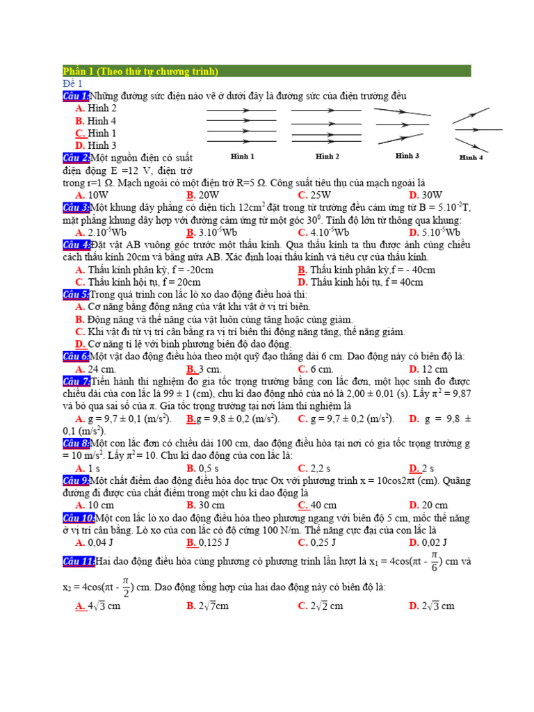 Đề thi thử THPTQG Vật lý | PDF