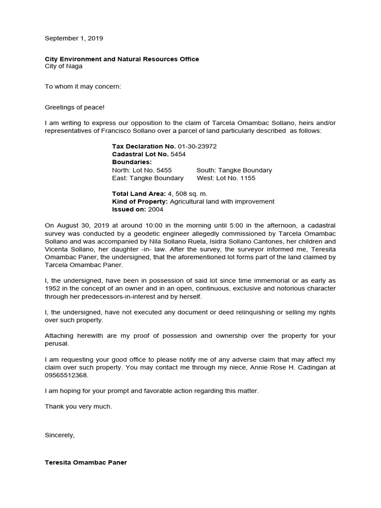 Letter Protest To CENRO | PDF