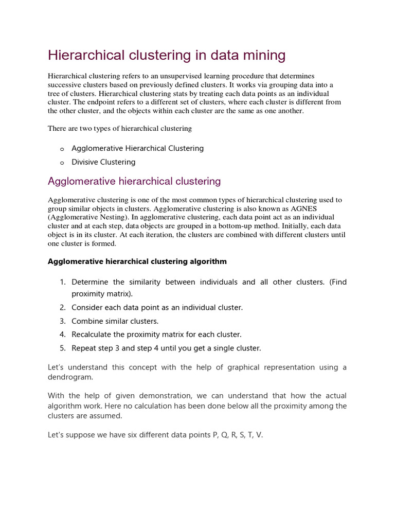 Hierarchical Clustering in Data Mining | PDF | Cluster Analysis ...