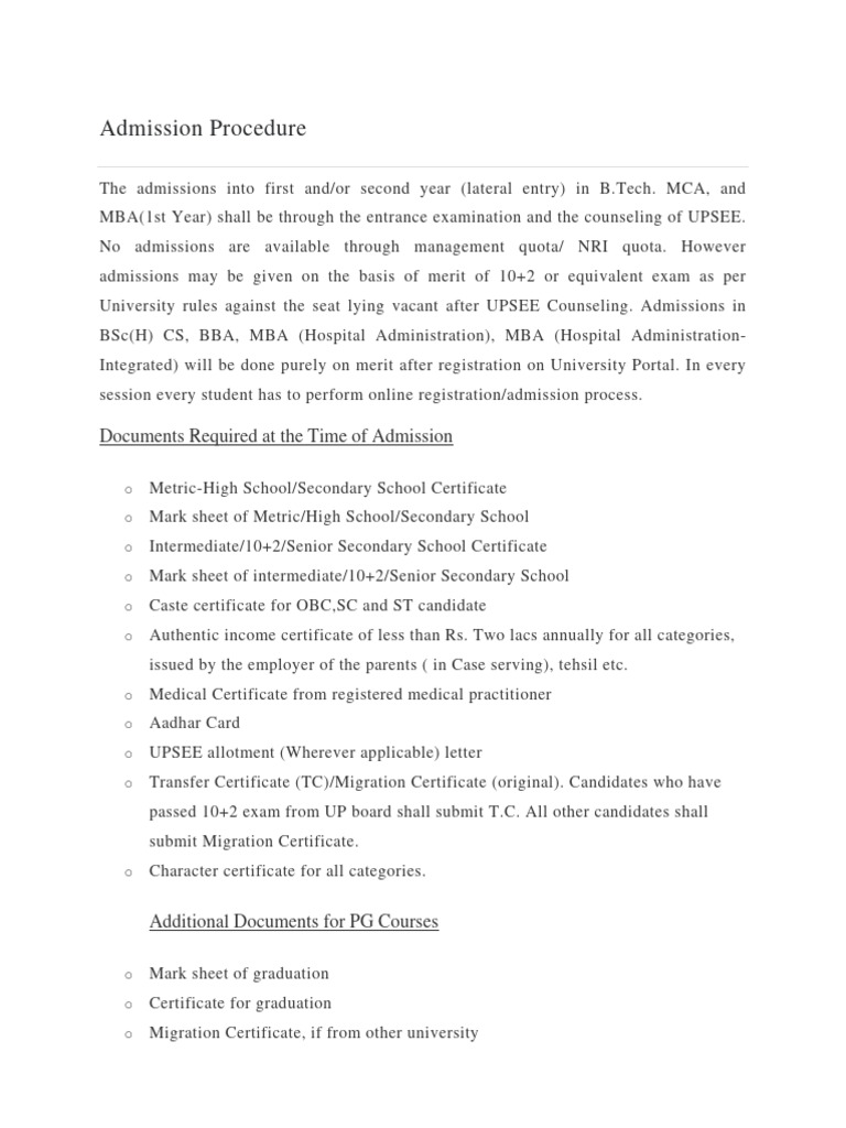 admission-procedure | Download Free PDF | Academic Term