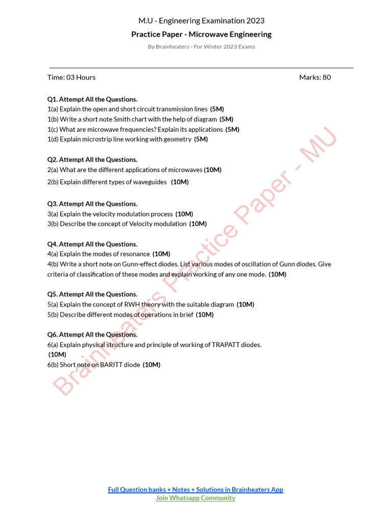 ME Sem7 Extc Practice Paper Sample | PDF | Electricity | Electrical Engineering
