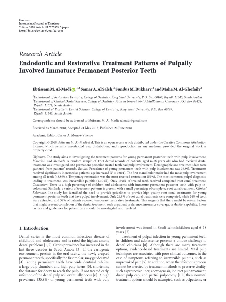 Endodontic and Restorative Treatment Patterns of Pulpally Involved ...