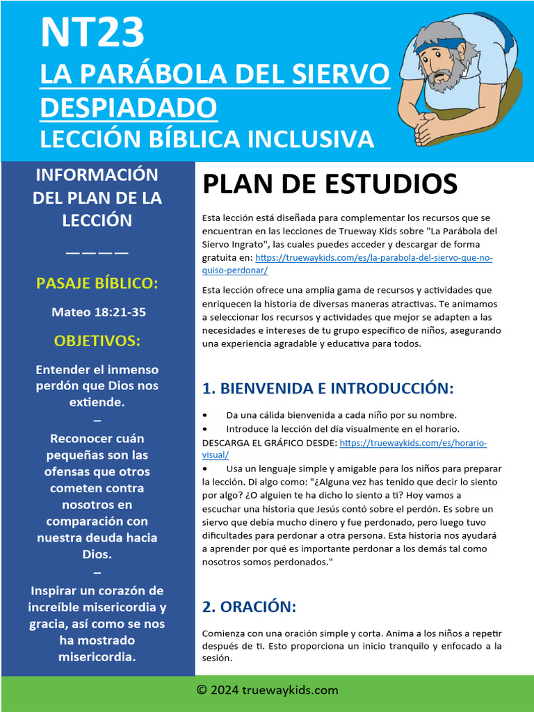 Actividades sobre la Parábola del Siervo Despiadado | PDF