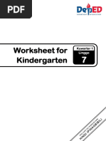 Kindergarten Learning Activity Sheet Q3 Week 2 | PDF