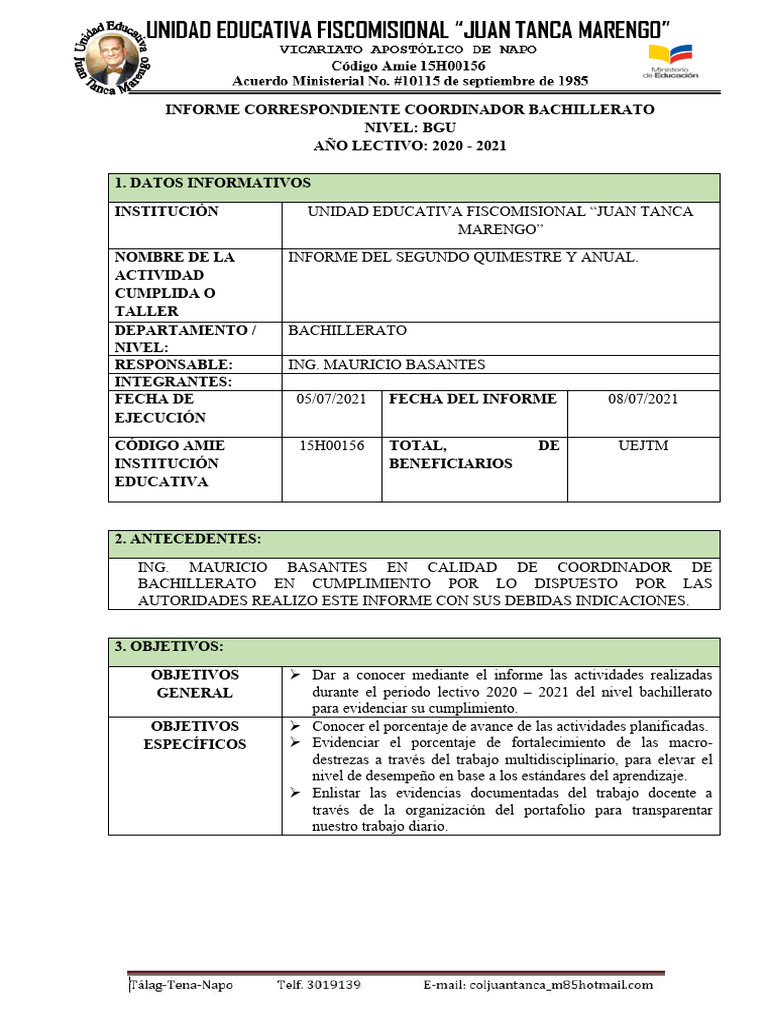 Modelo de Informe Niveles 2021 | PDF | Modificación de comportamiento | Aprendizaje
