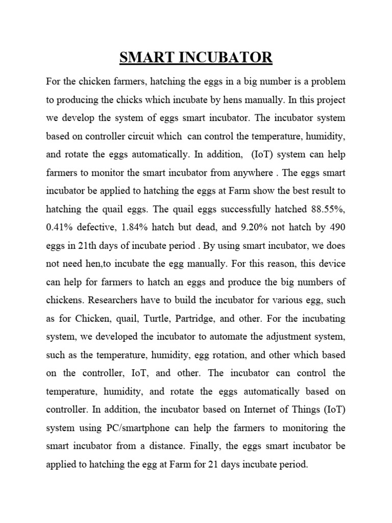 Smart Incubator | PDF | Chicken | Internet Of Things