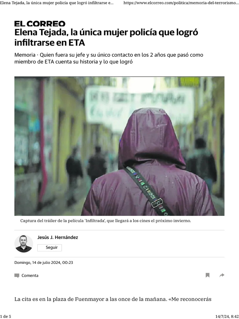 Elena Tejada, La Única Mujer Policía Que Logró Infiltrarse en ETA - El ...