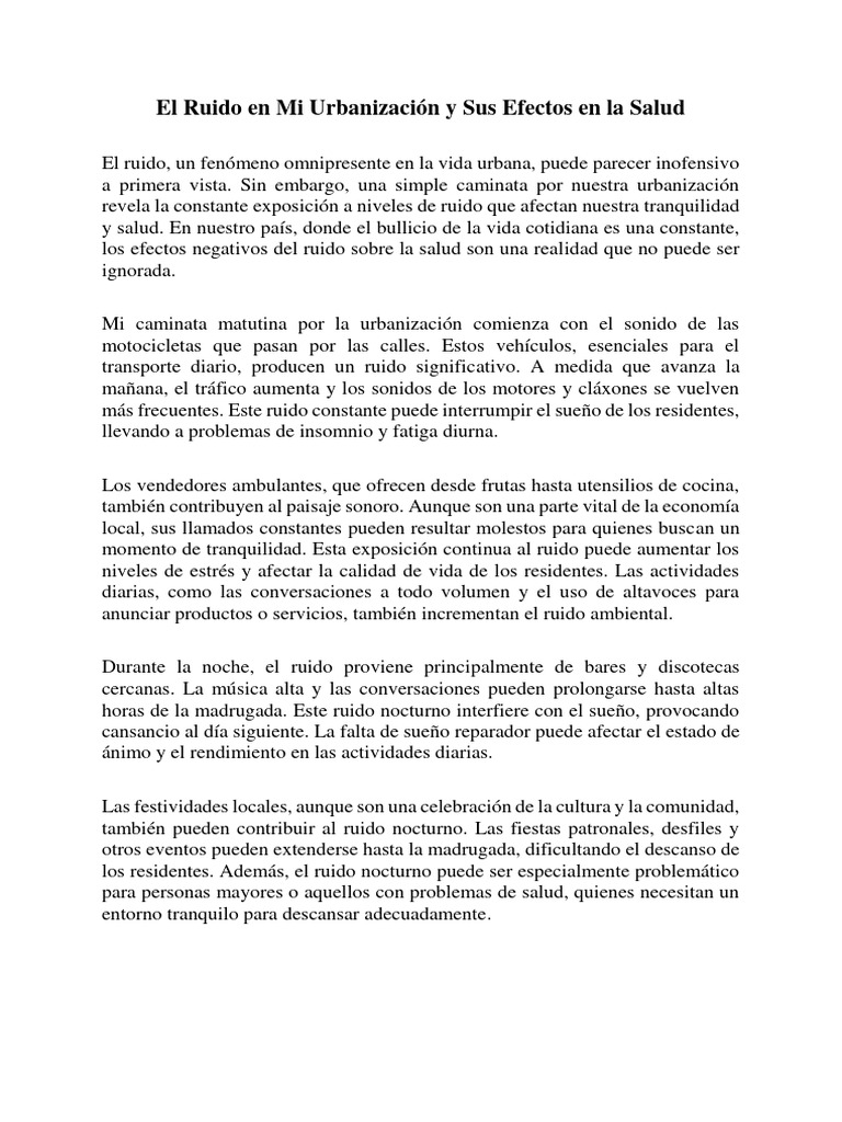 Impacto del Ruido en la Salud Urbana | PDF | ruido | Estrés (biología)