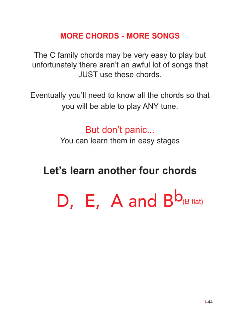 More Chords D, E A and B Flat | PDF | Chord (Music) | Harmony