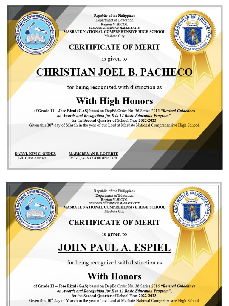 Grade 11 Merit Awards 2022-2023 | PDF | Public Administration ...
