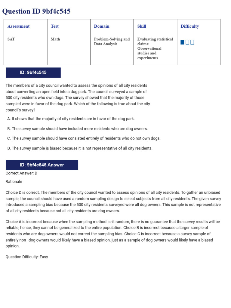 Evaluating Statistical Claims (Easy) Answers | PDF | Survey Methodology ...