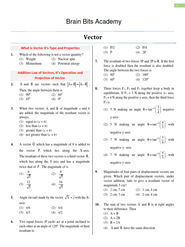 Vector - Assignment-01 | PDF | Force | Euclidean Vector