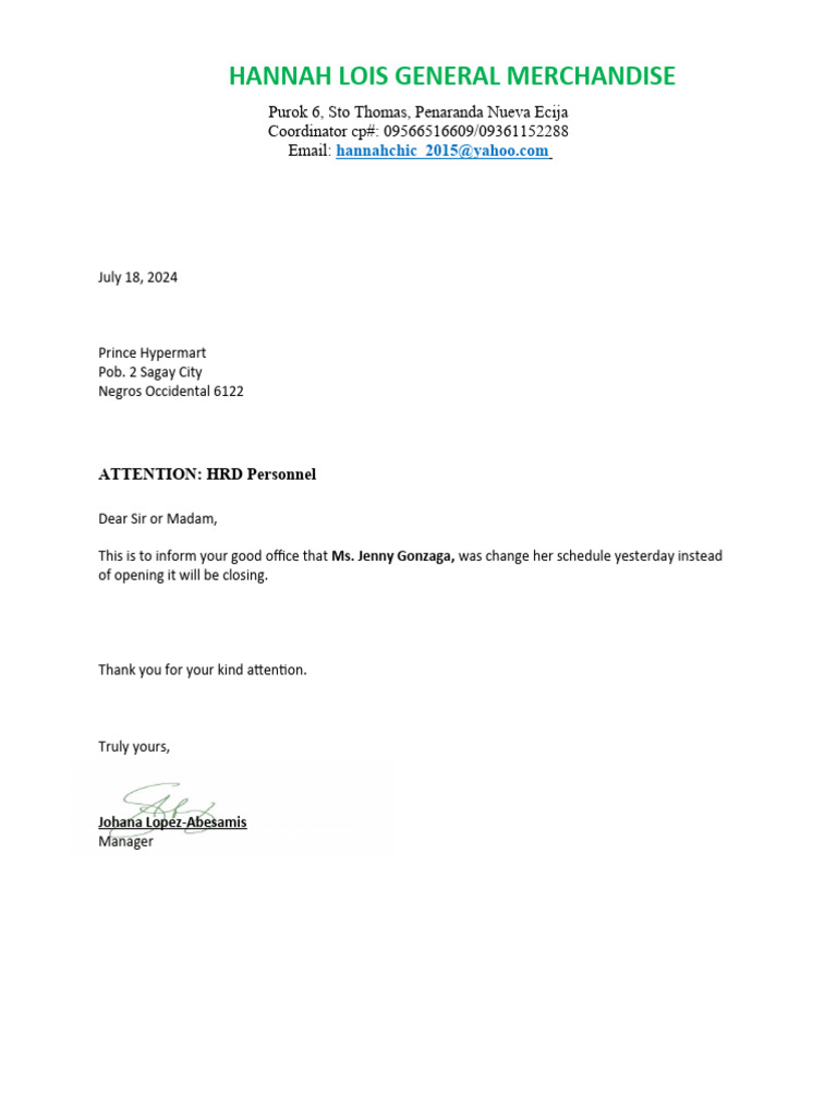 Change Schedule | PDF