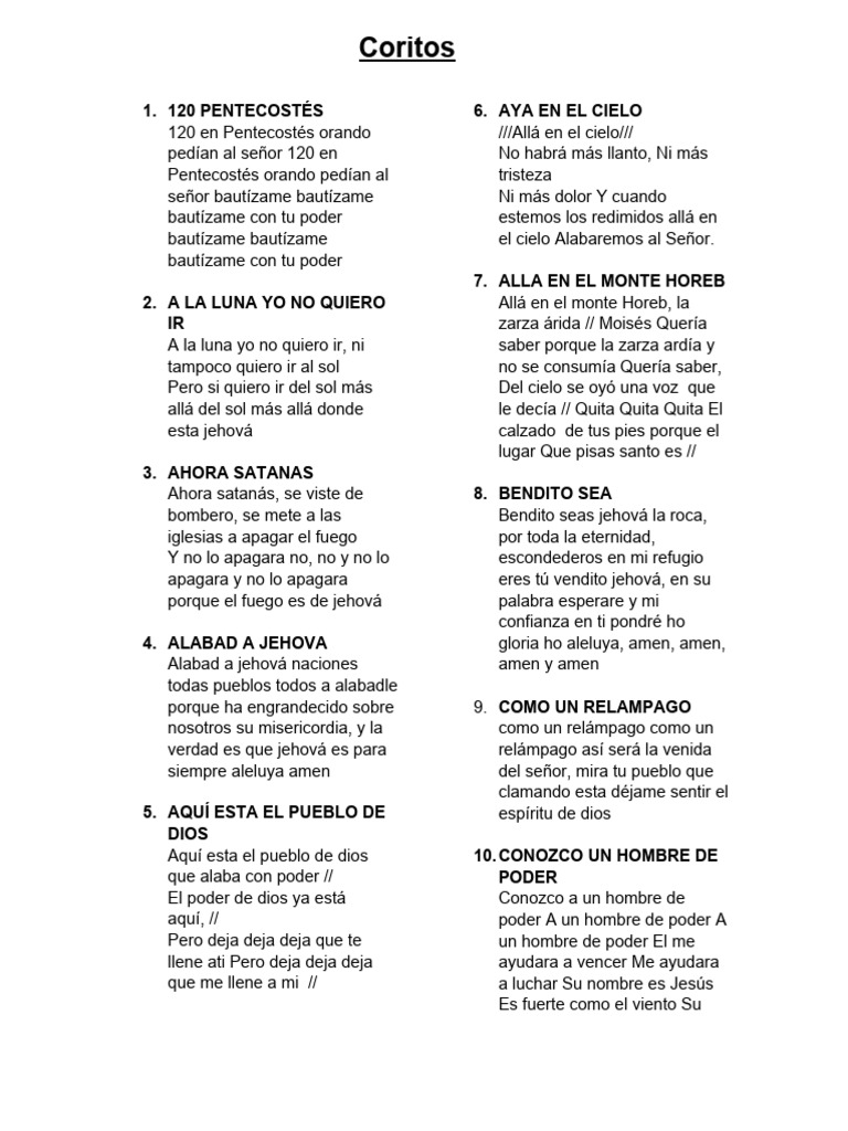Coritos Con Letra | PDF | Cristo (título) | Jesús