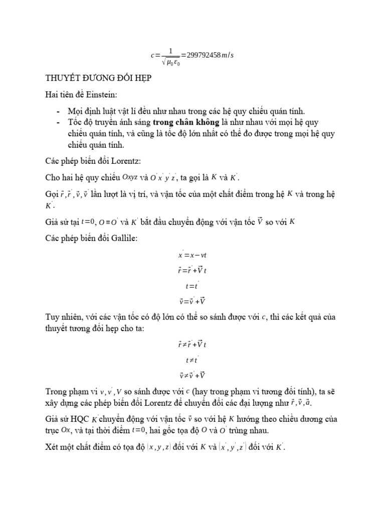Thuyết tương đối hẹp 040821 | PDF