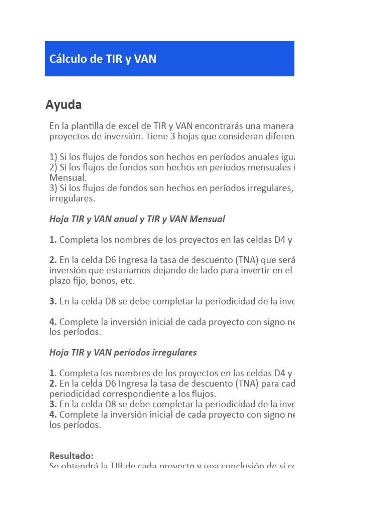 Calculo TIR y VPN 27 Enero 22 | PDF | Negocios | Finanzas y ...