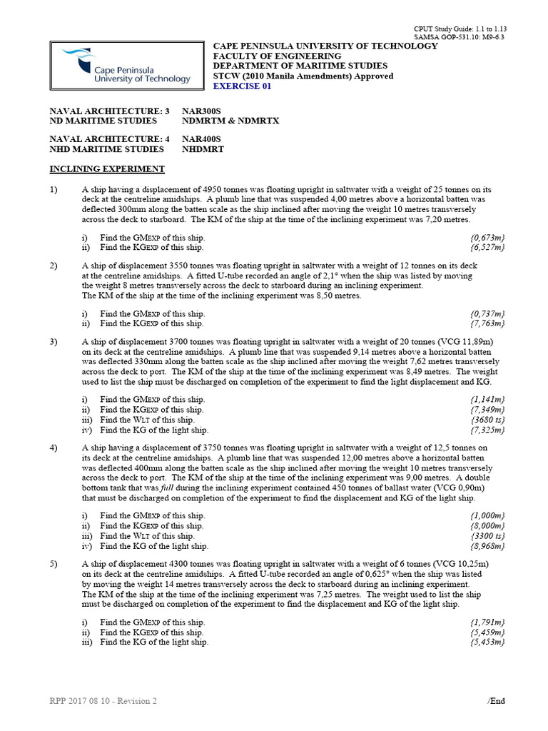 10 NAR300 X01 Inclining Experiment | PDF | Watercraft | Water Transport