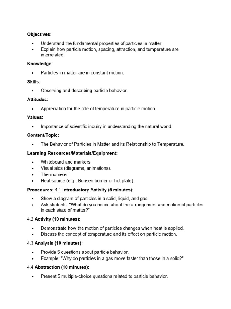 Observing and Describing Particle Behavior. | PDF | Gases | Temperature
