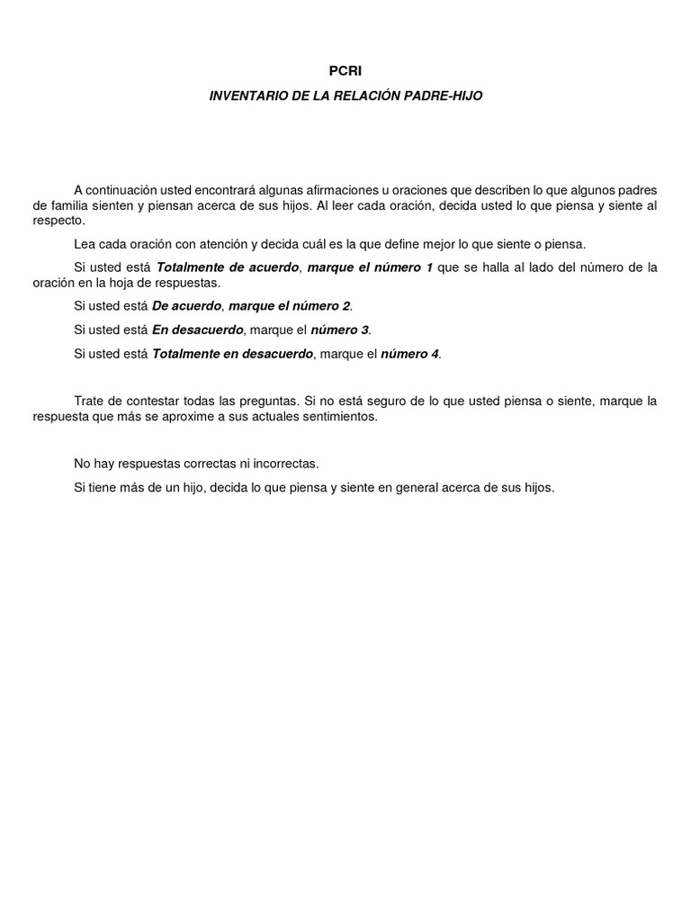 Cuestionario de Aplicación PCRI | PDF | Bienestar