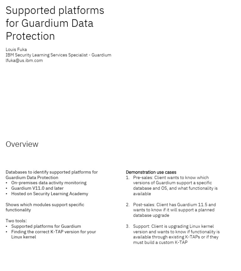 Guardium Data Protection Platform Support | PDF
