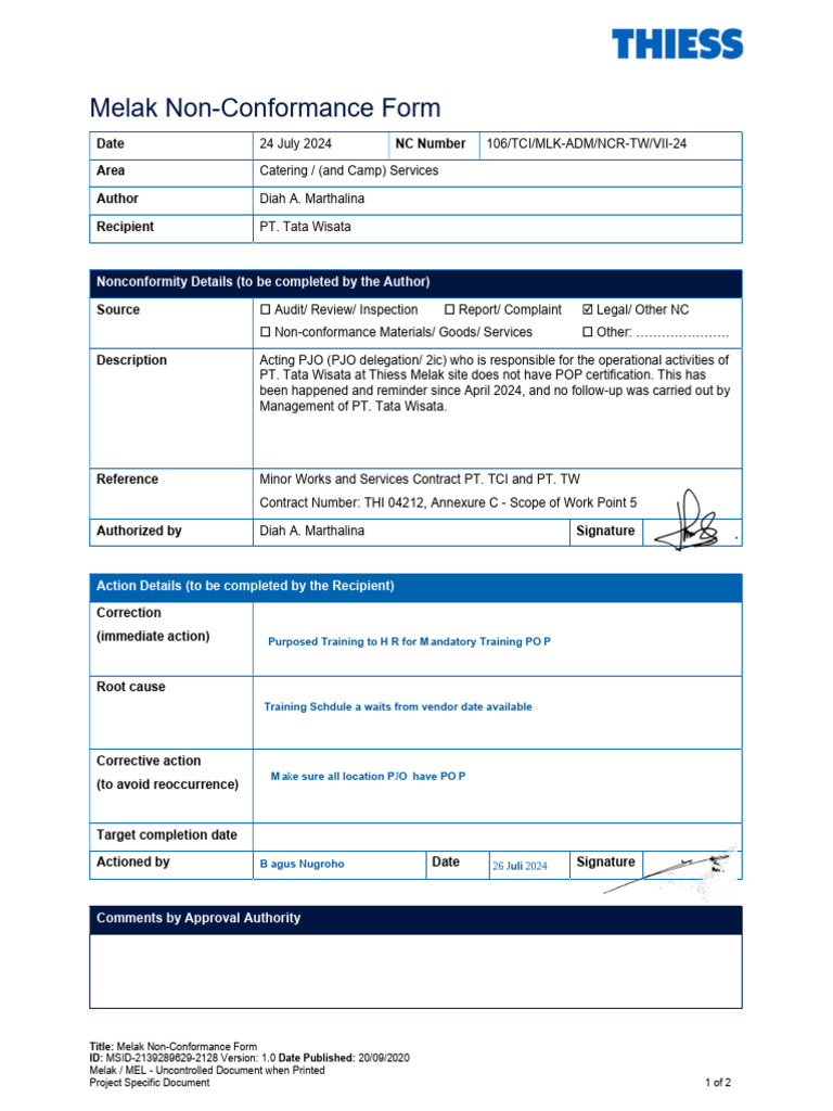 106 - NCR - PT. Tata Wisata | PDF